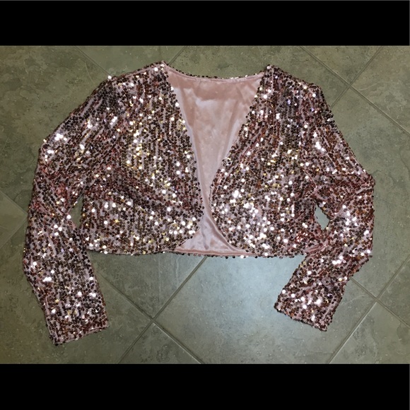 Tops | Rose Gold Crop Jacket | Poshmark
